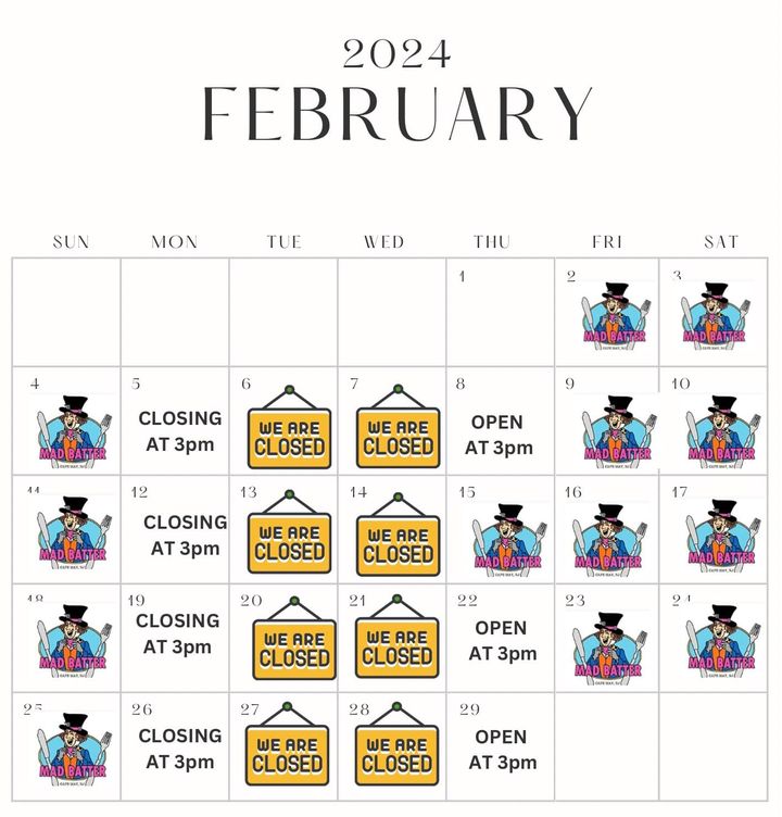 Winter Hours!! (Updated) * we will be open Feb 15th for Breskfsst Lunch ...