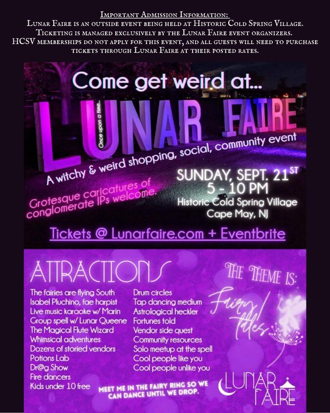 🌙Lunar Faire at Historic Cold Spring Village | Things to Do in Cape May NJ