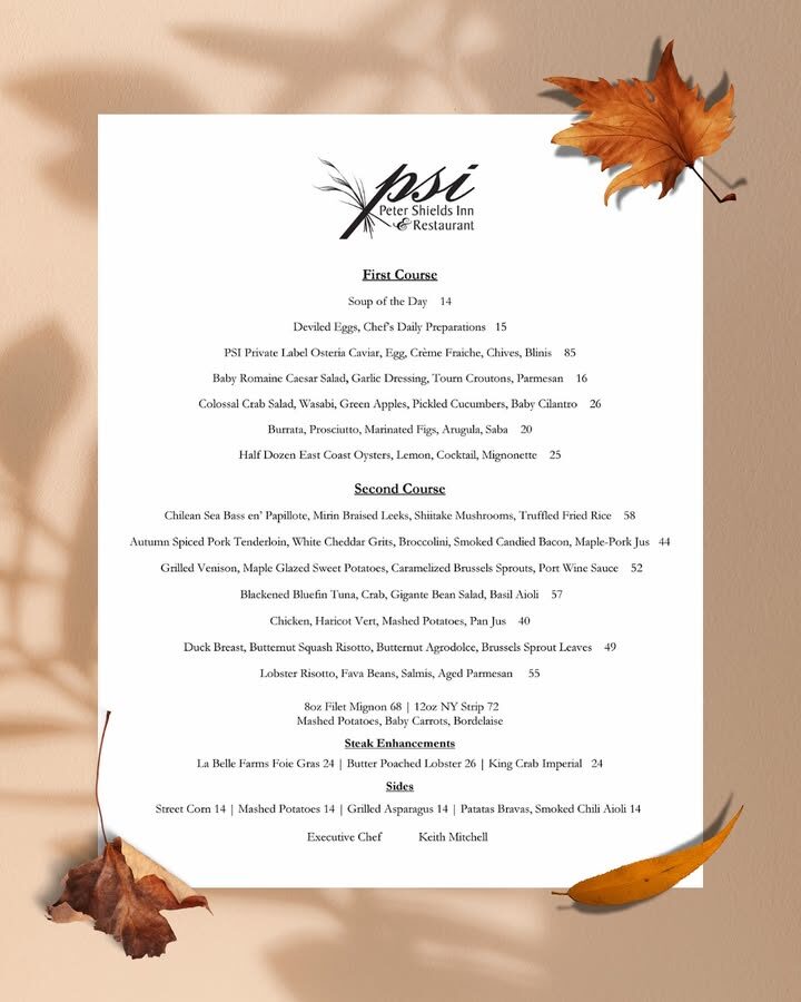 Experience cozy autumn flavors at Peter Shields Restaurant and Inn ...